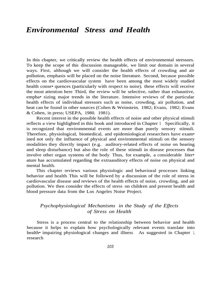 Environmental Stress and Health | PDF | Stress (Biology) | Coronary ...