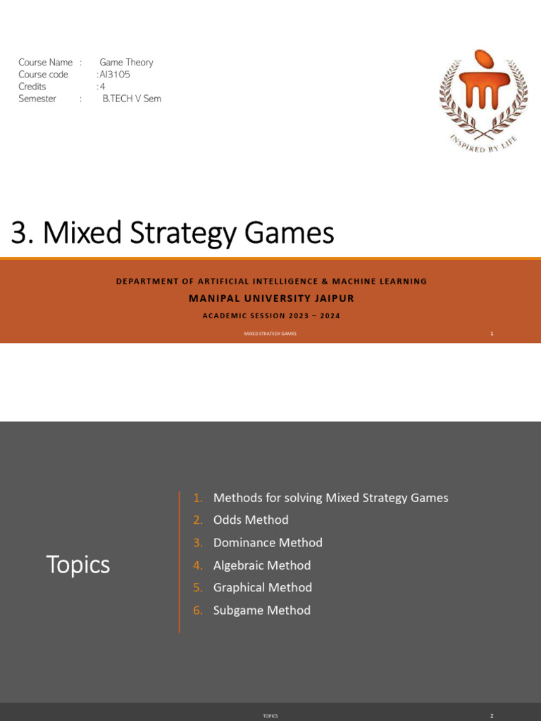 Mixed Strategy Games Updated | PDF