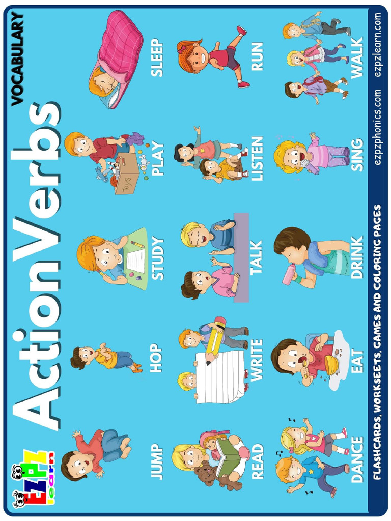 Action Verbs Vocabulary Picture Dictionary Join Now For Free Flashcards ...