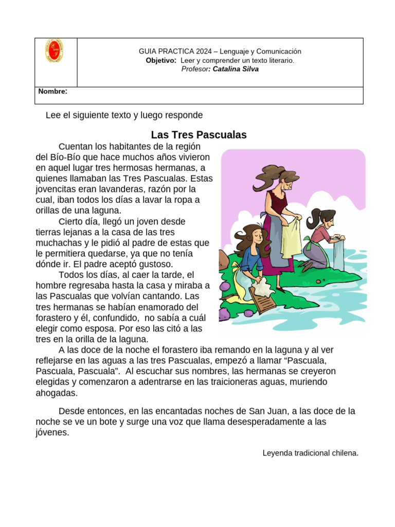 Evaluacion Leyenda Segundo Basico | PDF