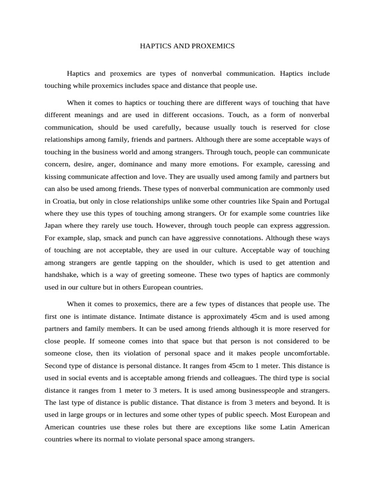 Haptics and Proxemics | PDF