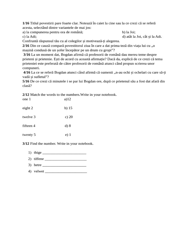 Engleza Exercitii | PDF