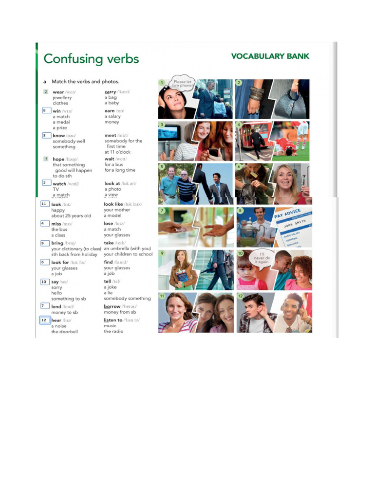 Confusing Verbs - LIST | PDF