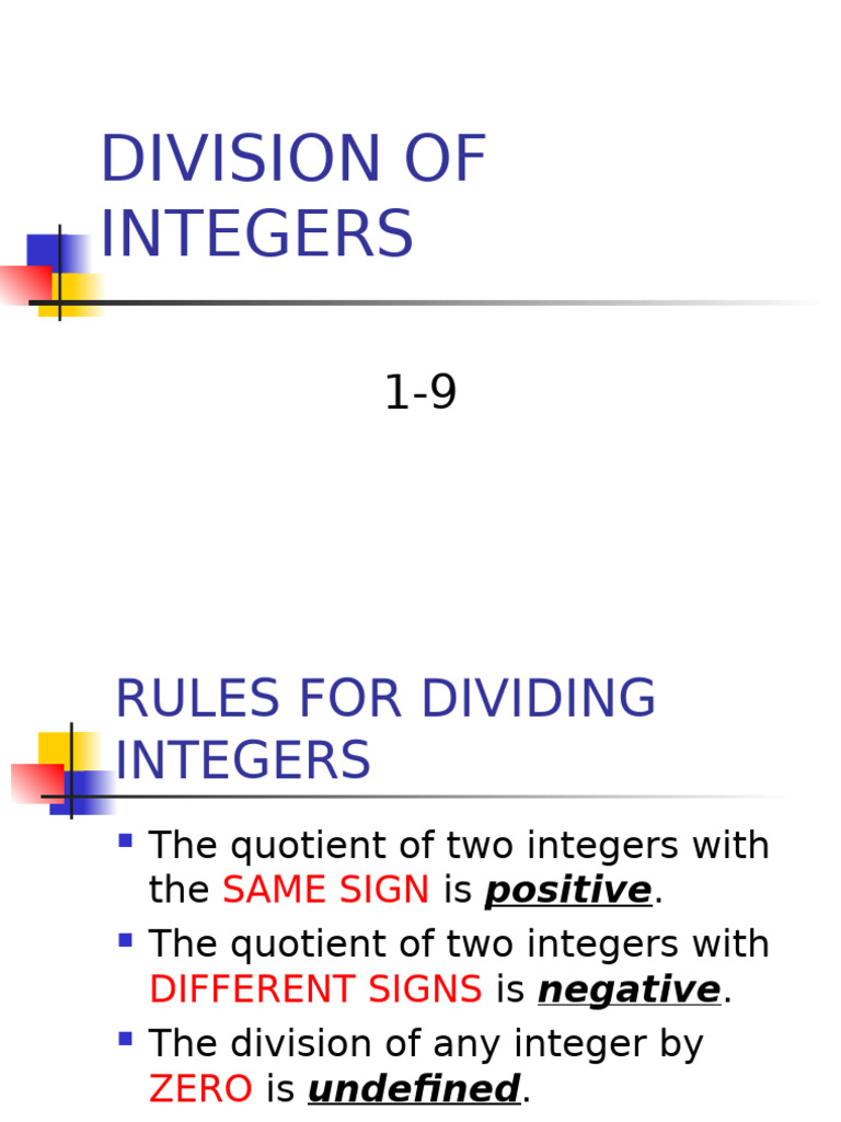 Division of Integers | PDF