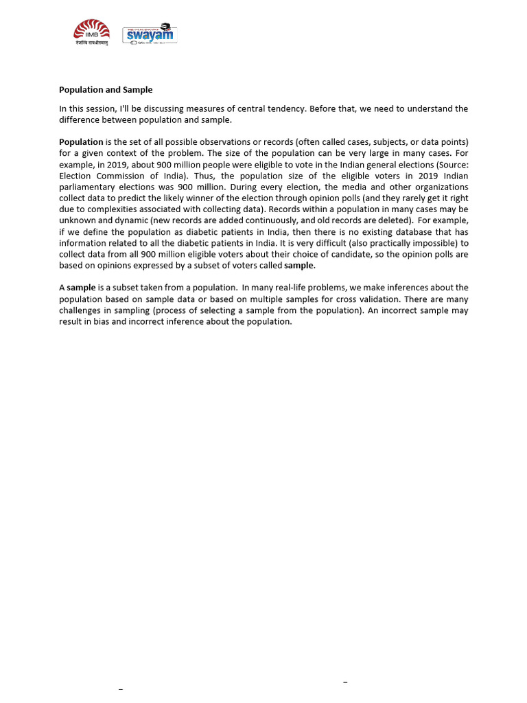 Population ND Sample | PDF