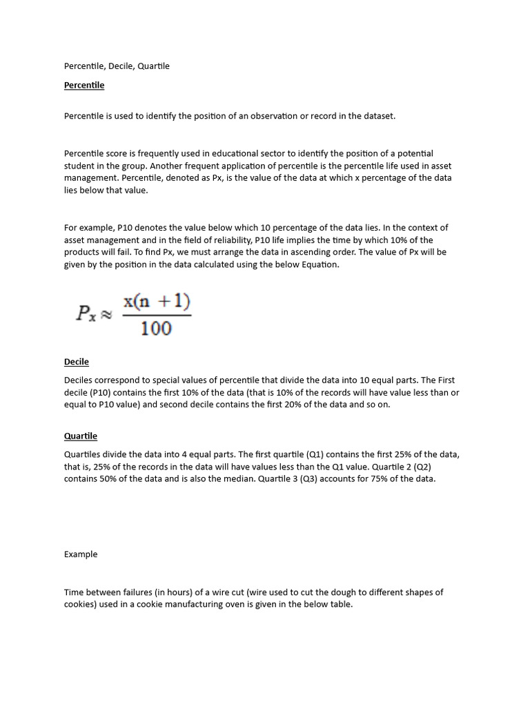 Percentile, Decile, Quartile | PDF