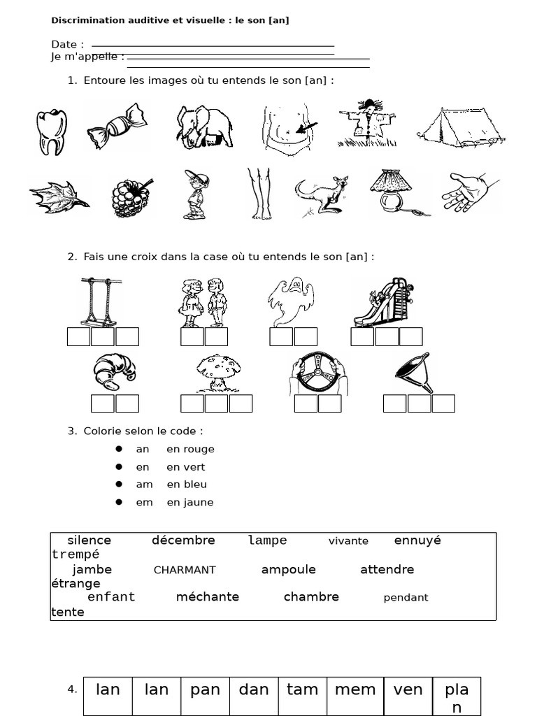 Discrimination Auditive Et Visuelle Le Son An | PDF