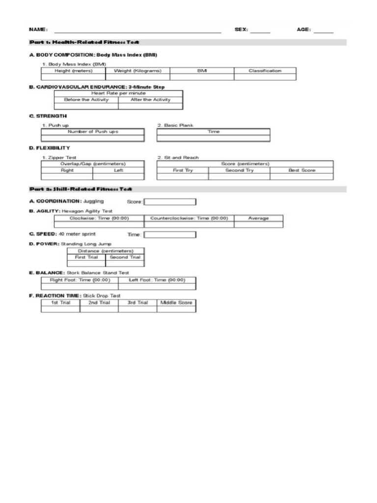 Physical Fitness Assessment | PDF