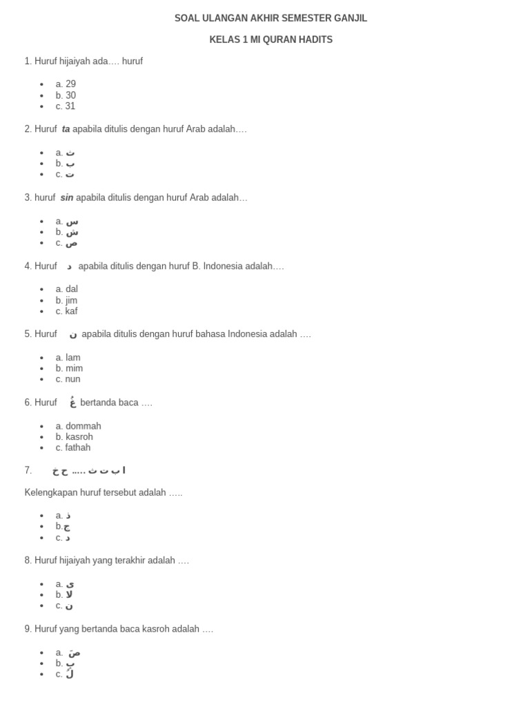 Soal Ulangan Akhir Semester Ganjil | PDF