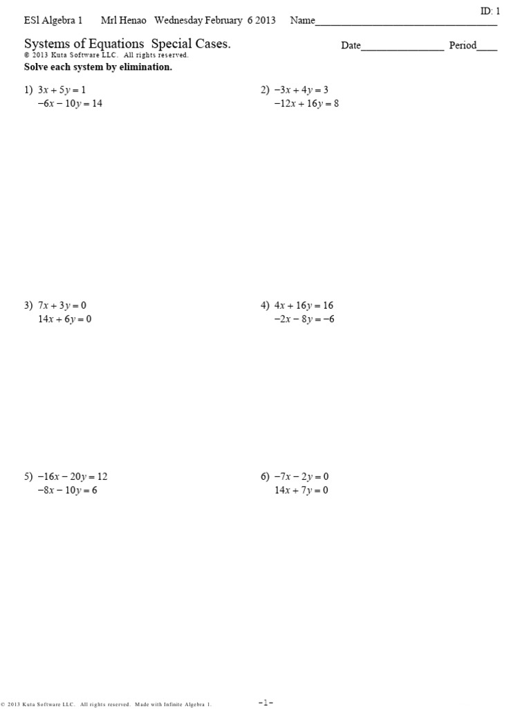 Solve Systems Special Cases | PDF