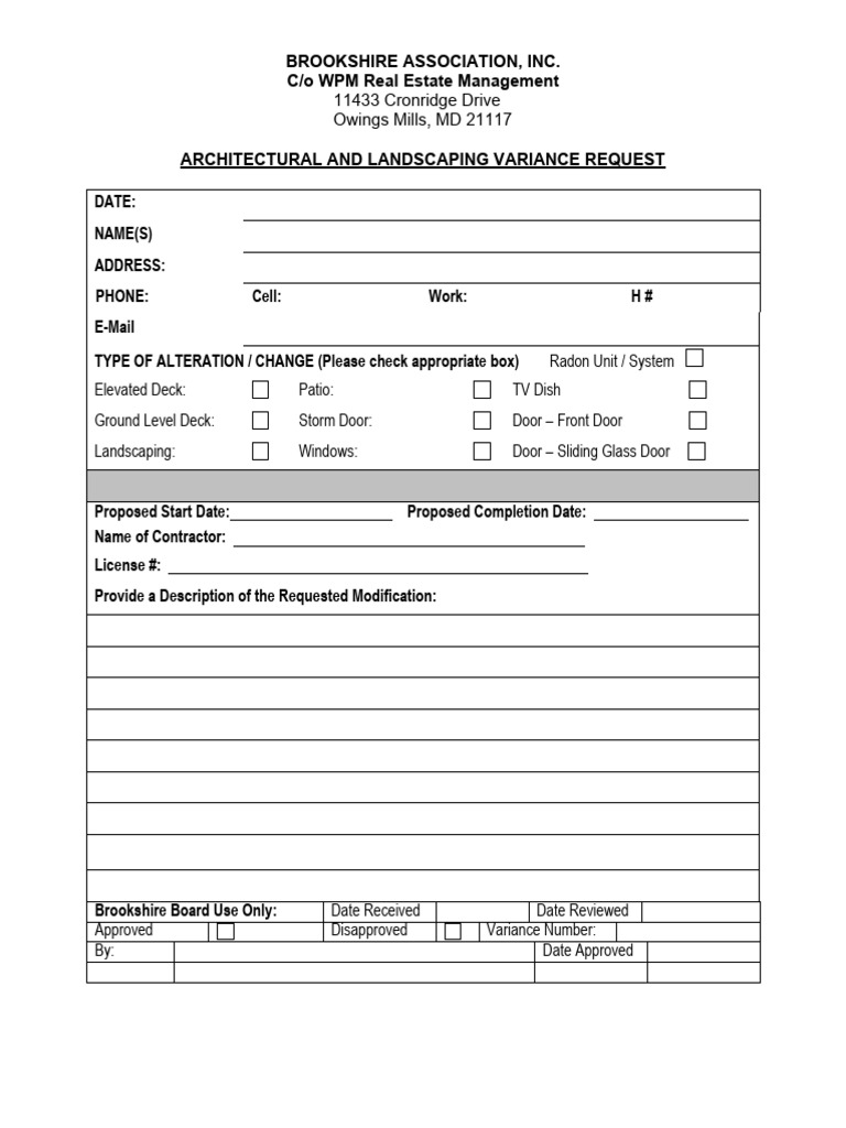 Architectural Request Form 2022 | PDF | Door