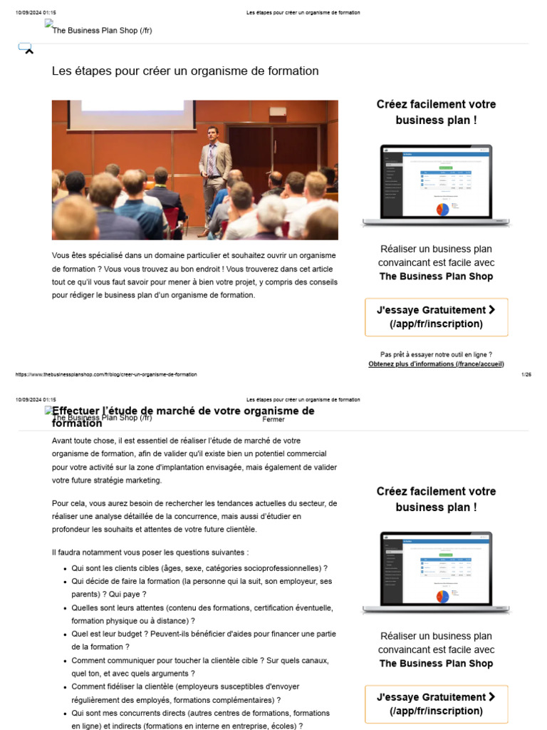 Les Étapes Pour Créer Un Organisme de Formation | PDF