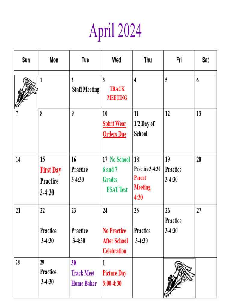 Track Calendar 2024 | PDF