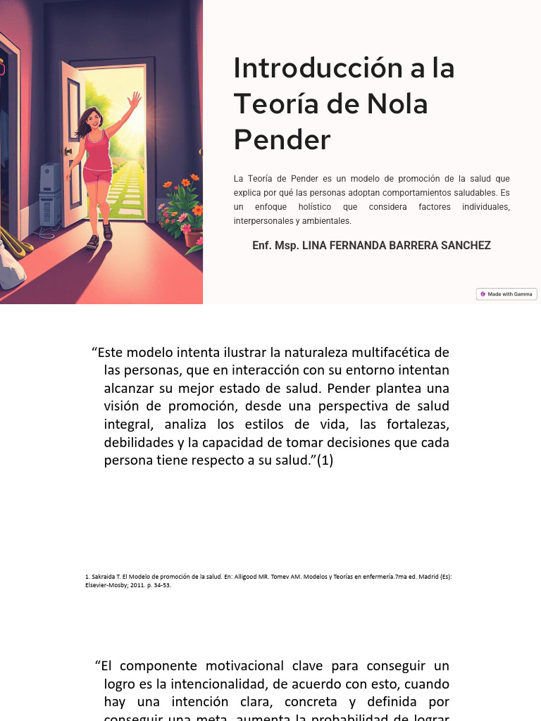 Introduccion A La Teoria de Nola Pender | PDF