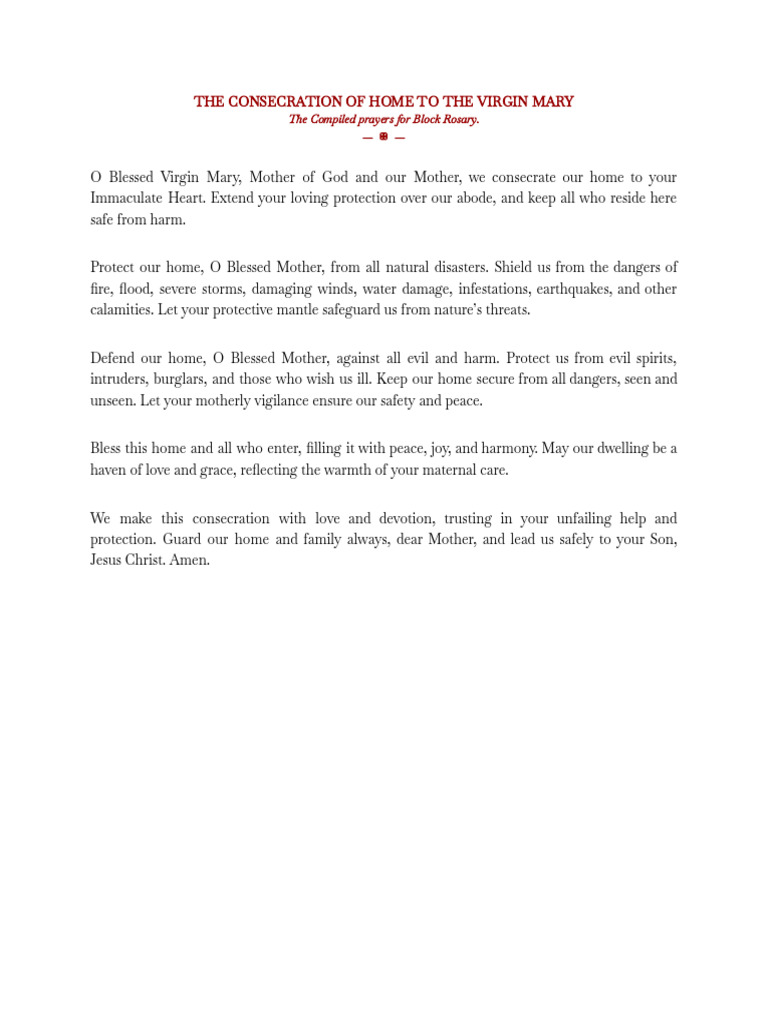 Consecration Home For Mary | PDF