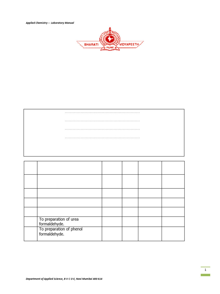 Lab Manual Sem-I Chem. 24-25 New | PDF | Formaldehyde | Art