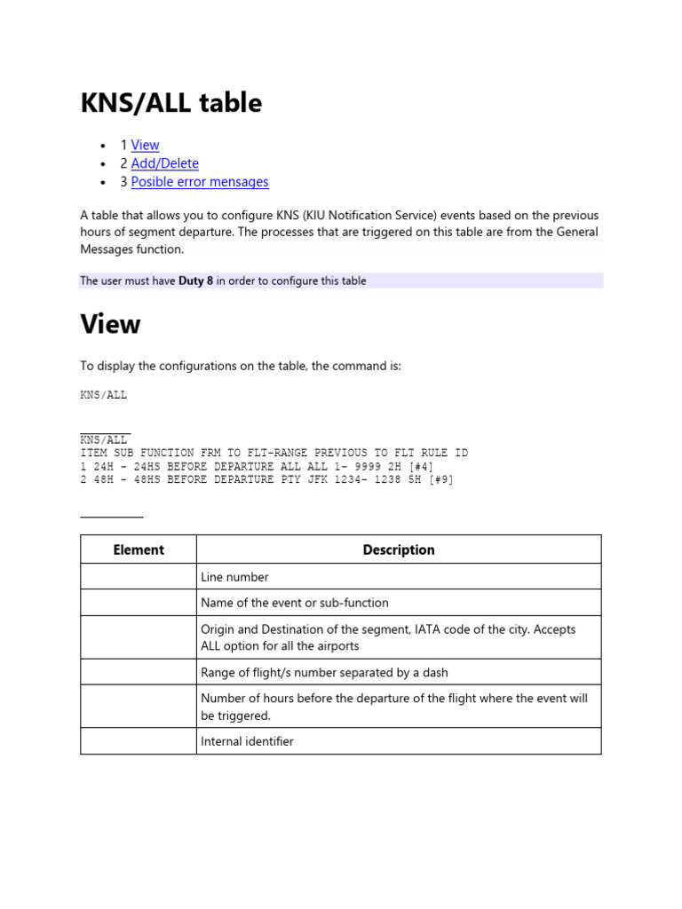 KNS - ALL Table | PDF