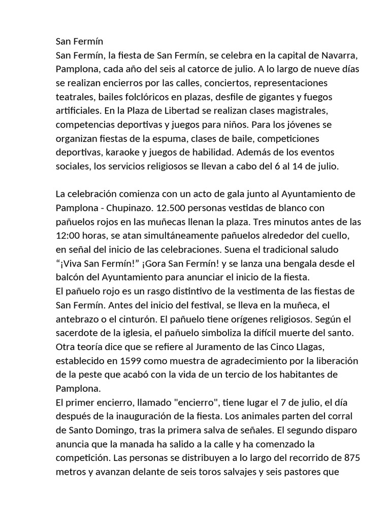 Fiesta de San Fermín en Pamplona | PDF | Ciencias sociales | Arte