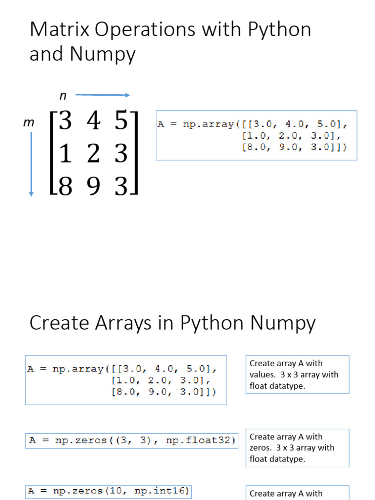 Matrix Operations Python Numpy | PDF Matrix Operations Python Numpy | PDF