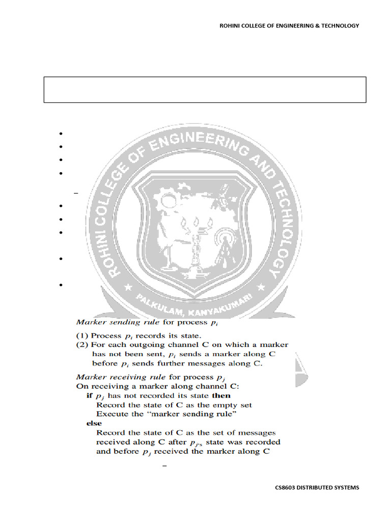 Snapshot Fifo Chandy-Lamport Algo Unit 2 | PDF
