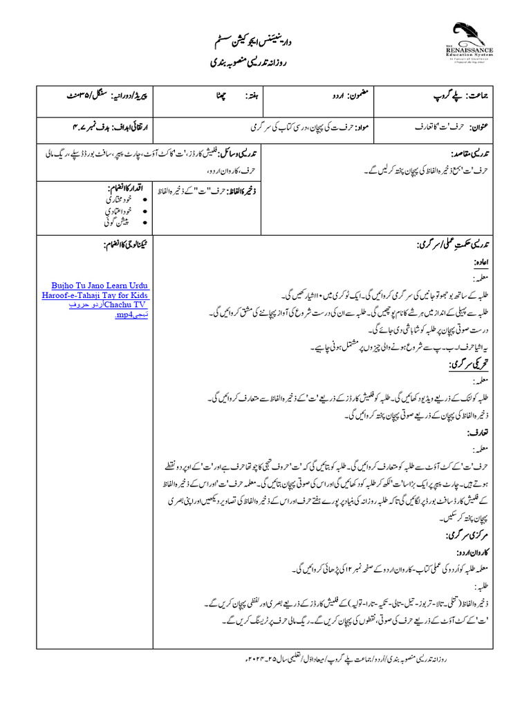 DLP Urdu Class PG T1 W6 AY 2024-25 | PDF