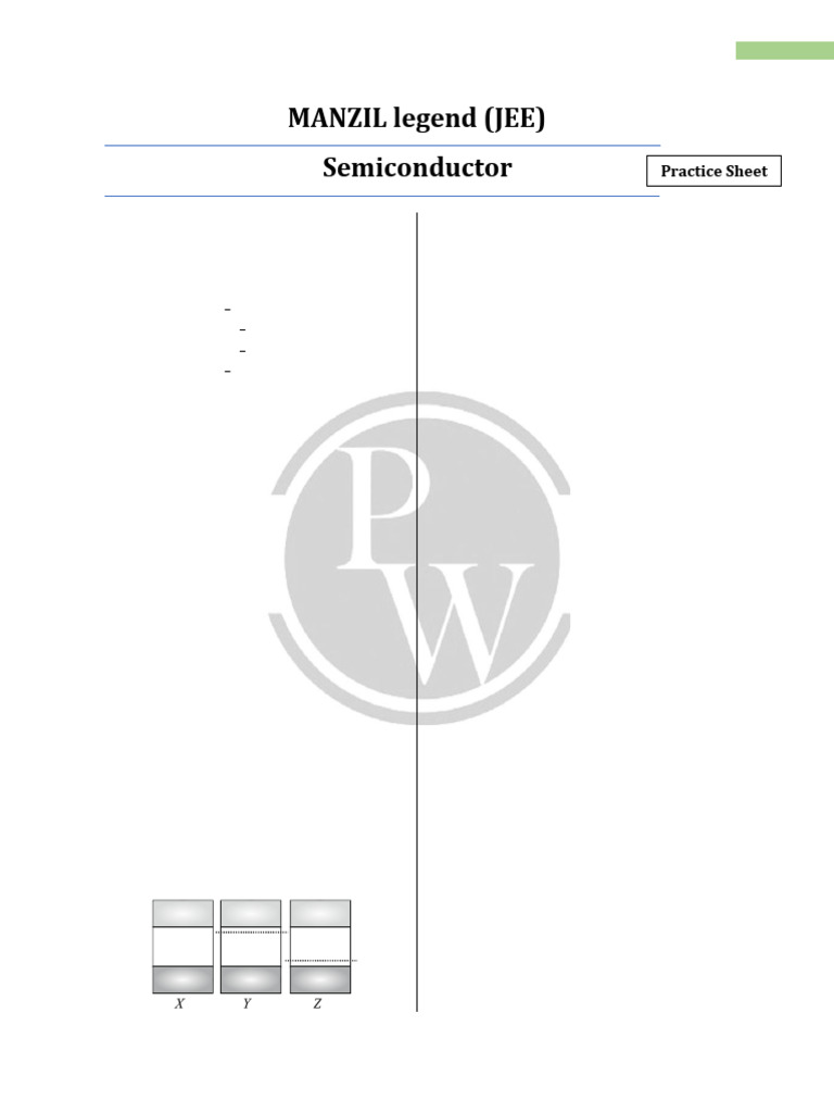 MANZIL Legend (JEE) Semiconductor: Practice Sheet | PDF