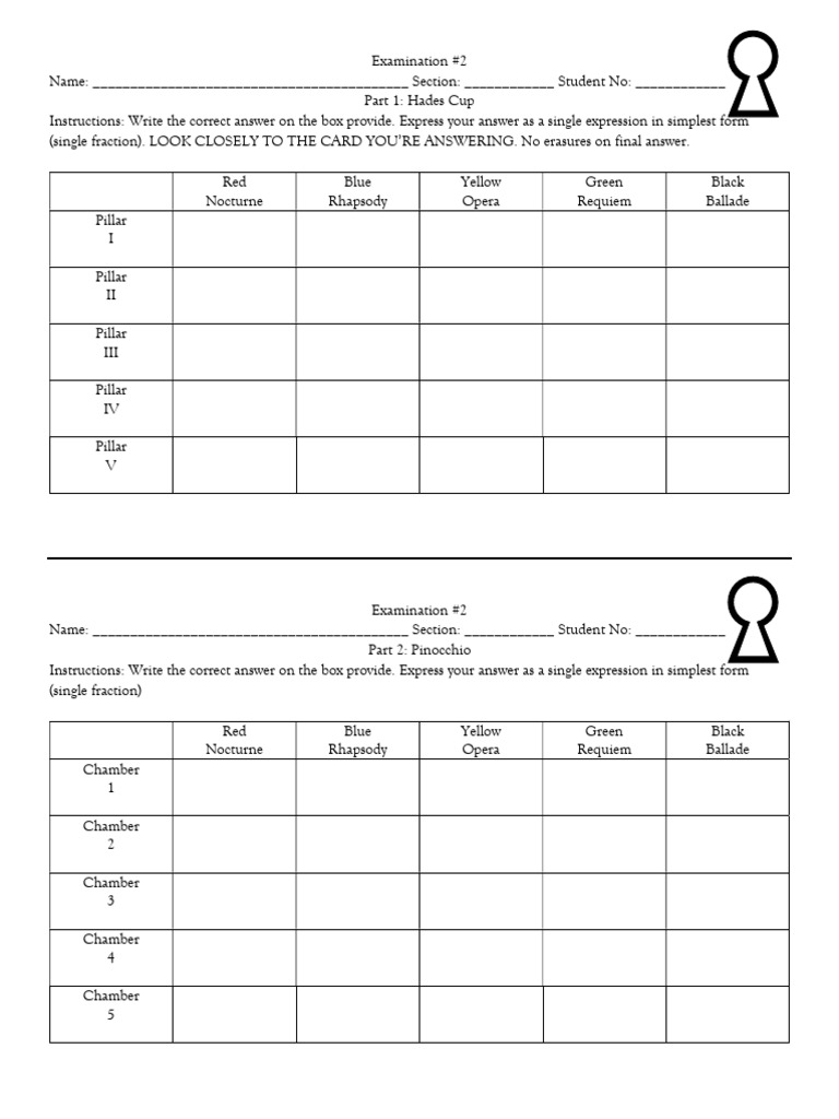 Hades Cup Answer Sheet | PDF