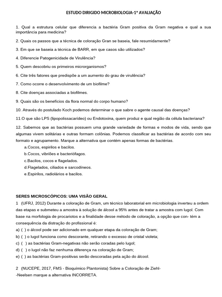 Atividade Microbiologia | PDF