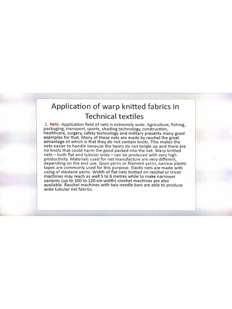 Application of Warp Knitted Fabric | PDF