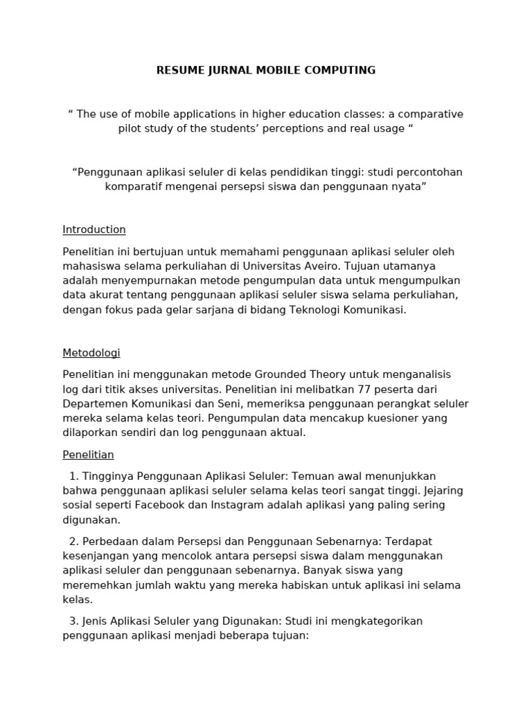 Resume Jurnal Mobile Computing | PDF