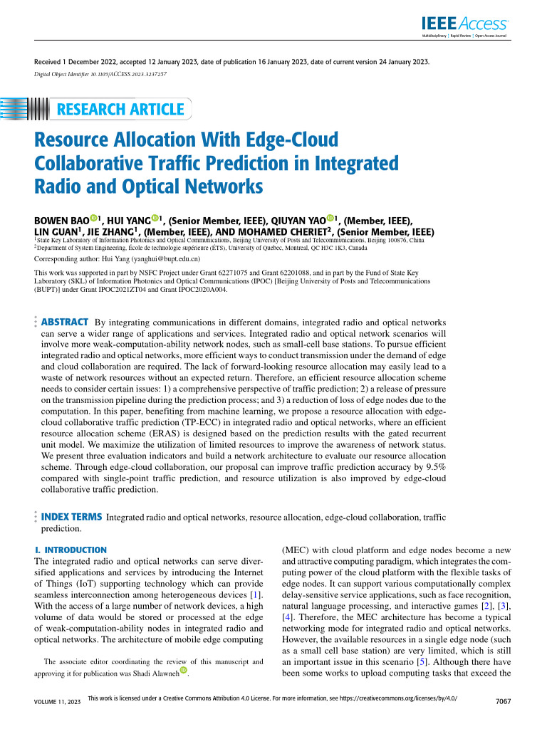 Resource Allocation With Edge-Cloud Collaborative Traffic Prediction in ...