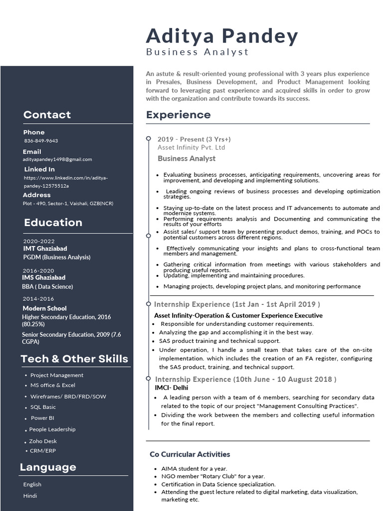 Business Analyst Resume 2022 | PDF