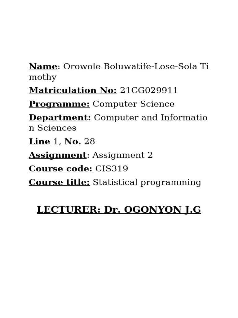 Cis 319 Assignment | PDF | Teaching Methods & Materials