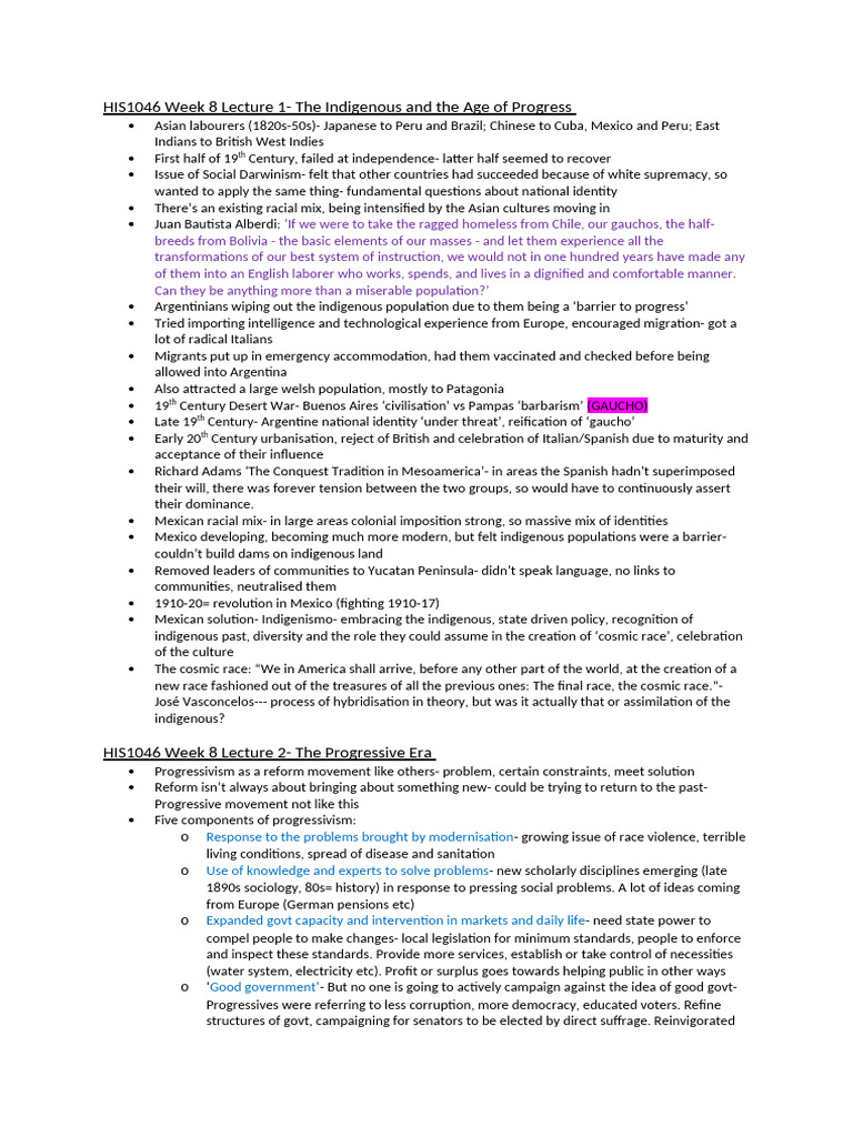 HIS1046 Week 8 Lecture 1 | PDF