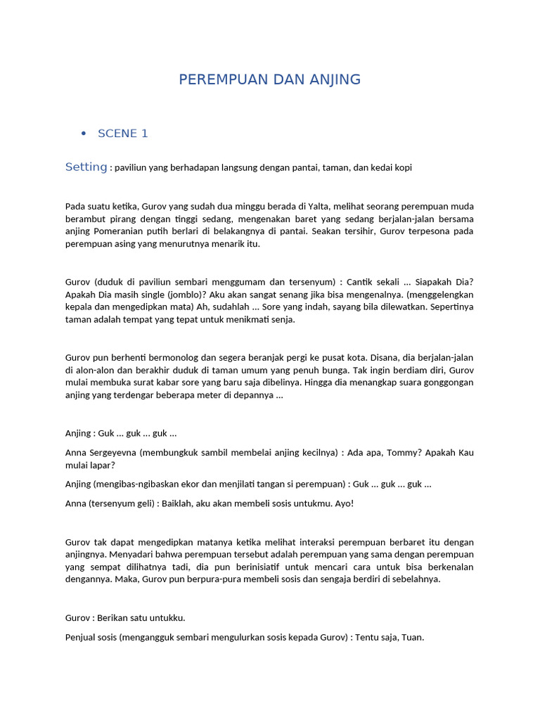 Script Drama Perempuan Dan Anjing | PDF