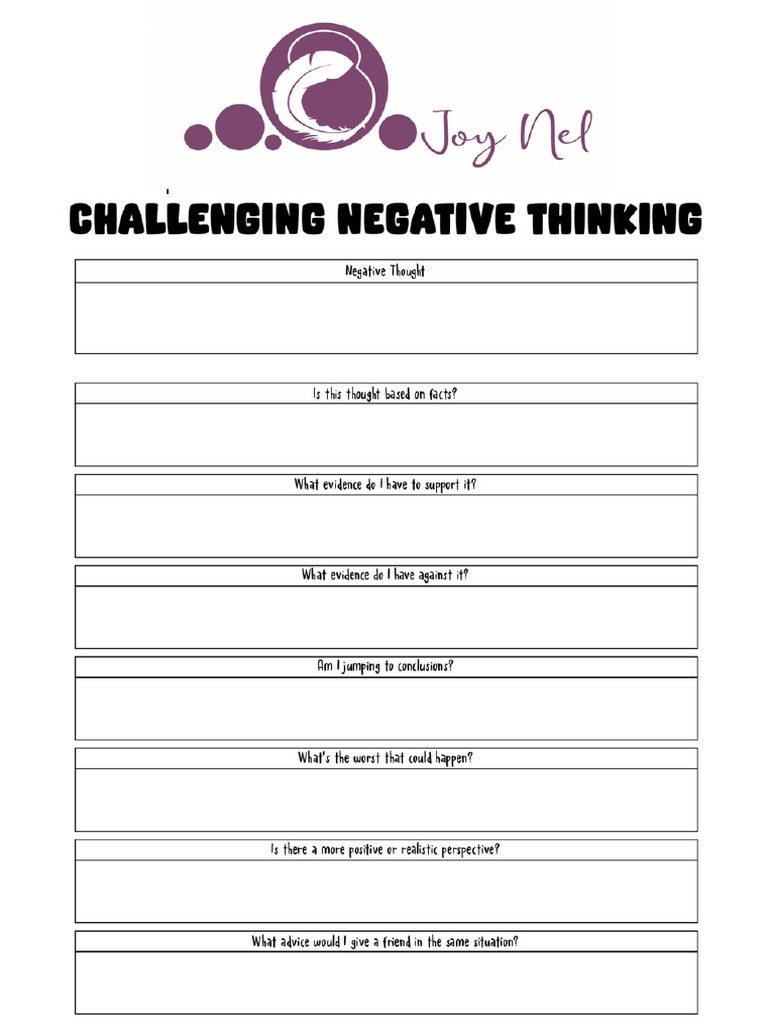 Negative Thinking Worksheet | PDF