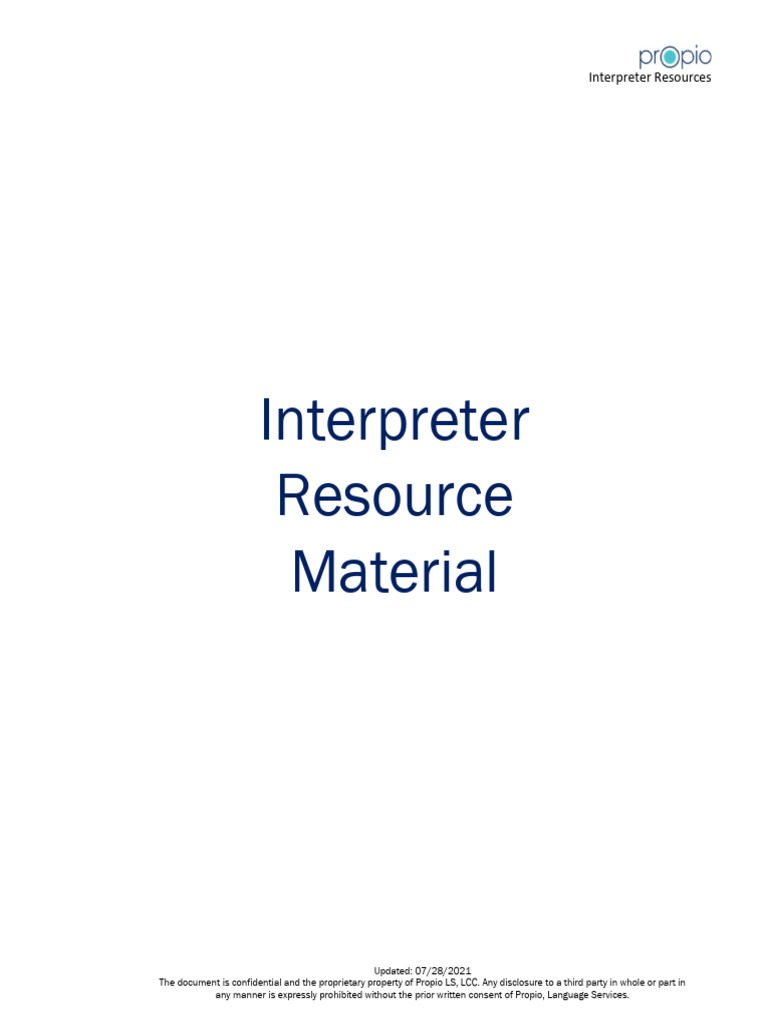 PROPIO - Interpreter-Resources-Package-8.01 | PDF