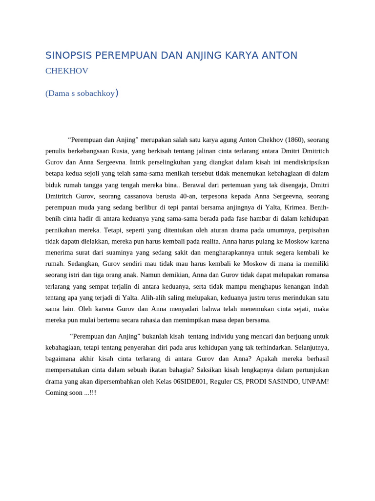 Sinopsis Cerita Pendek | PDF