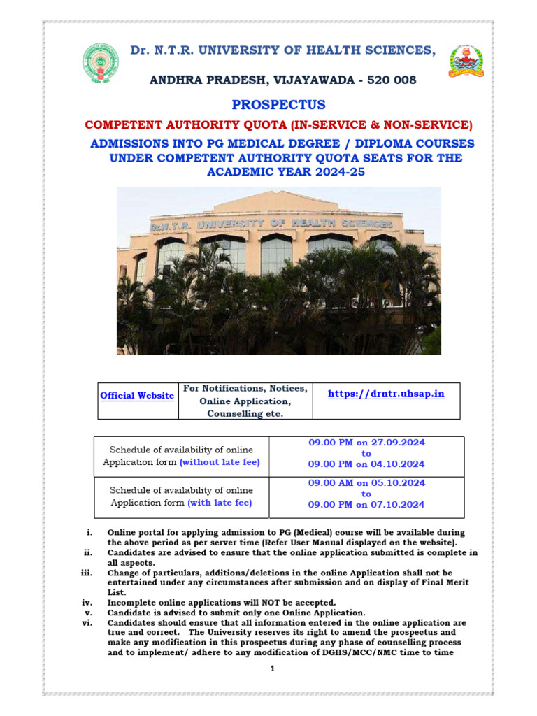 PG (Medical) CQ Prospectus 2024-25 | PDF