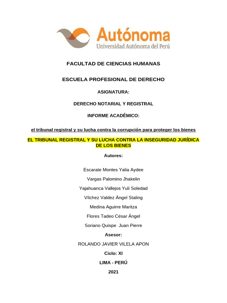 E1 - Informe Academico D. Notarial y Registral | PDF