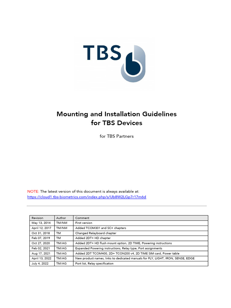 TBS Mounting and Installation Guidelines | PDF