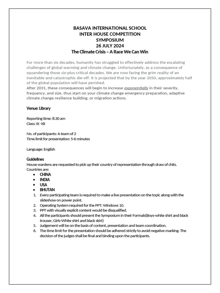 Inter House Symposium | PDF