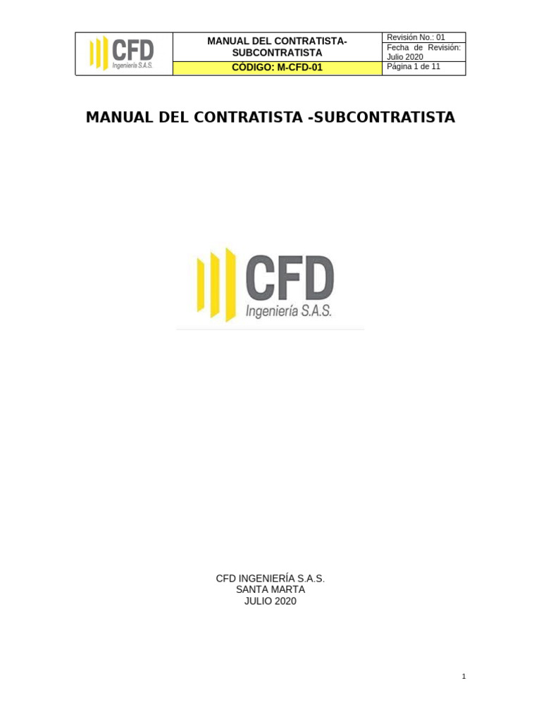 M-CFD-01 Manual Del Contratista-Subcontratista | PDF