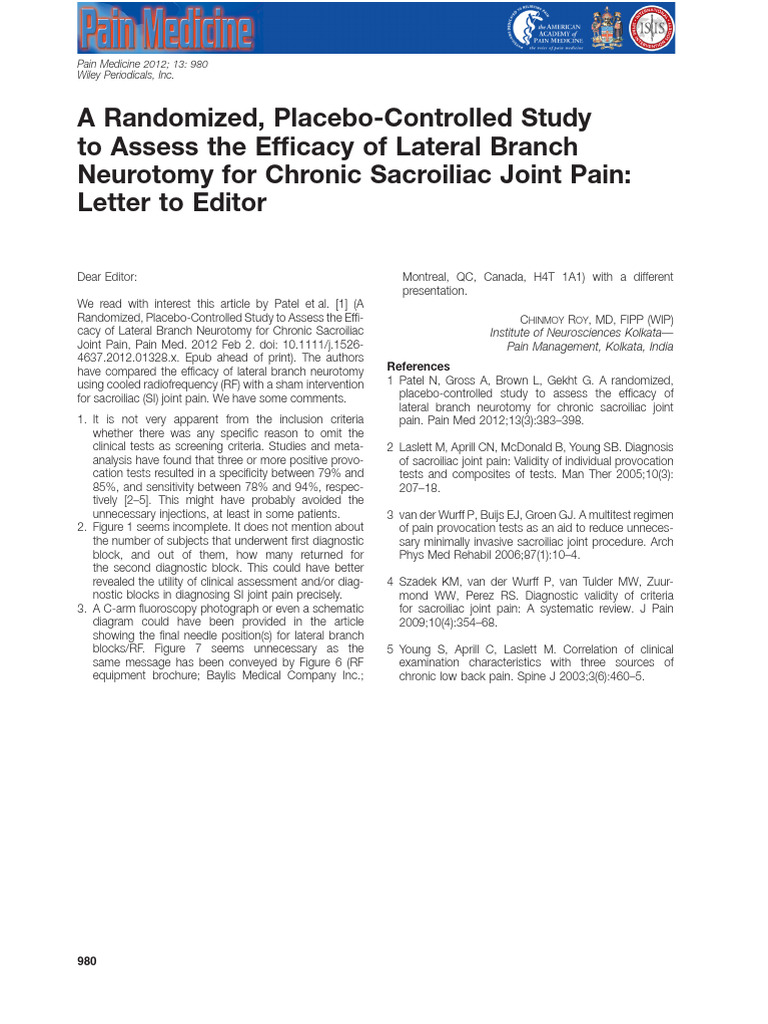 RF of SI Joint | PDF