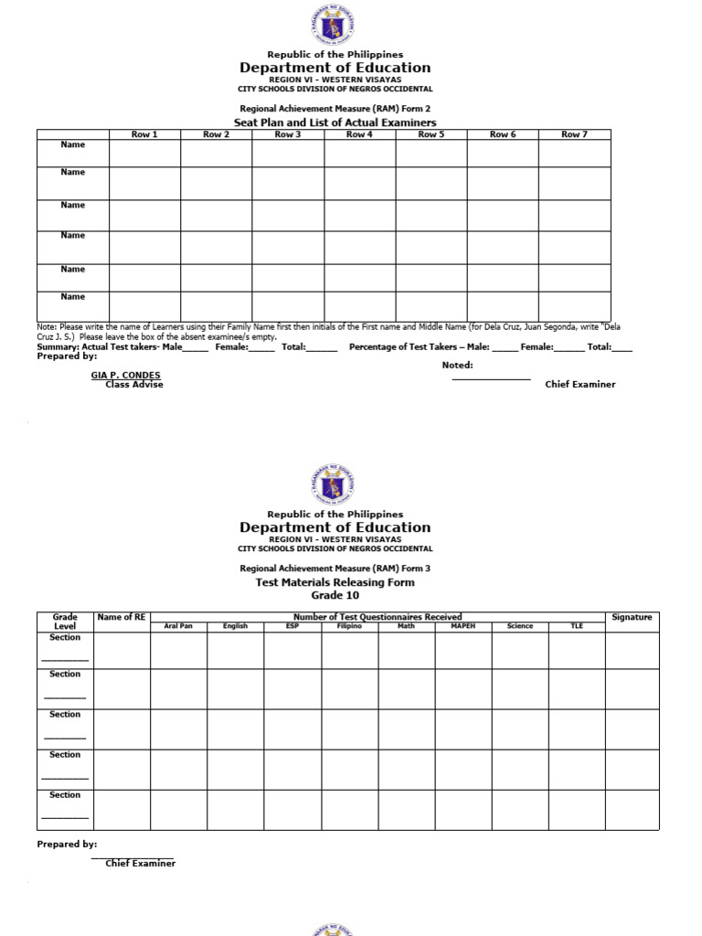 Regional Achievement Test RAM Form 2 | PDF