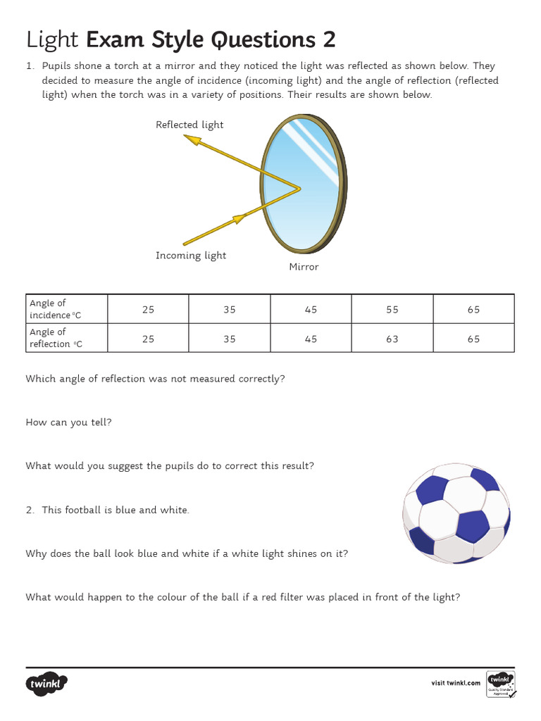 Light Exam Style Questions 2 | PDF