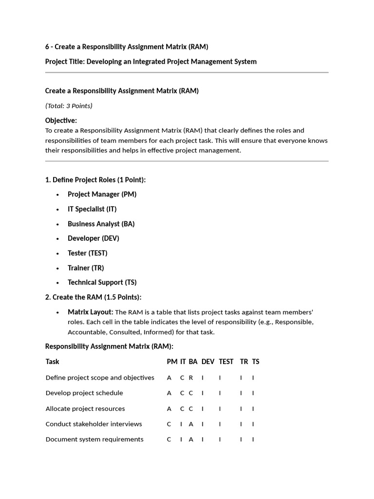 Create A Responsibility Assignment Matrix | PDF