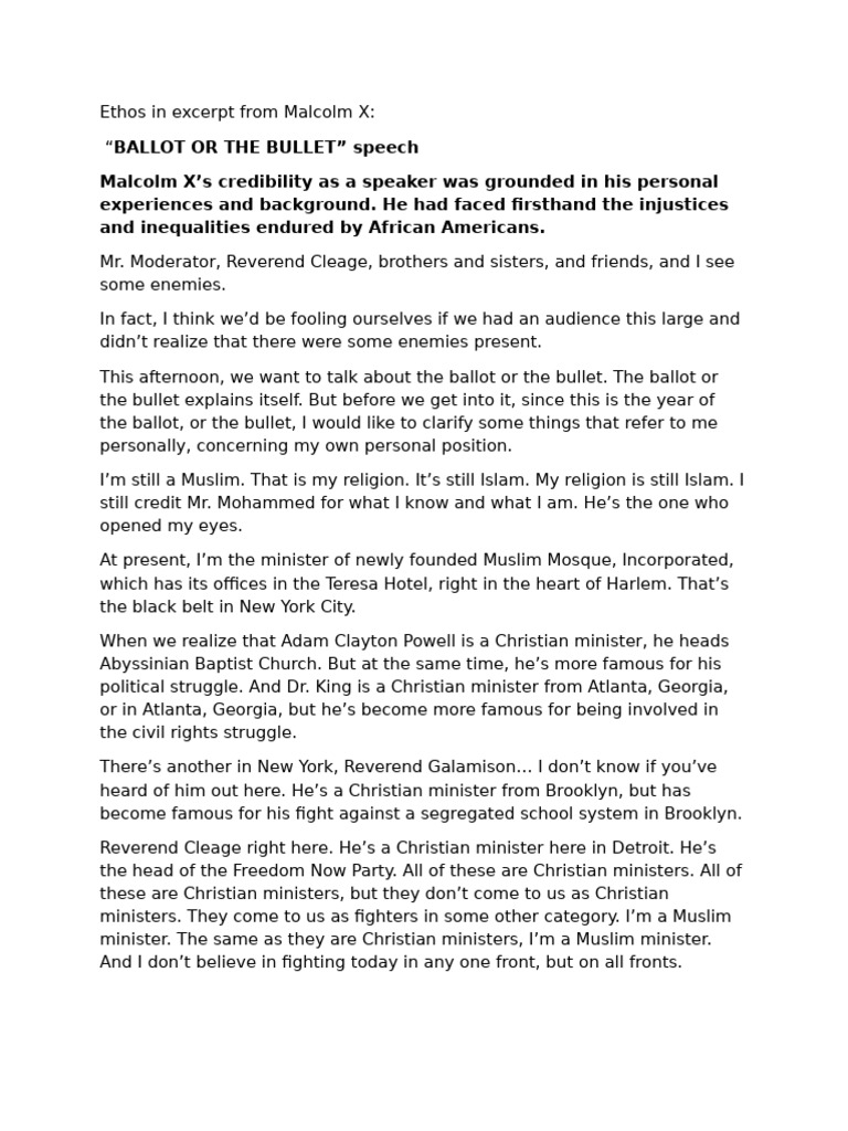 Ethos in Excerpt From Malcolm X | PDF