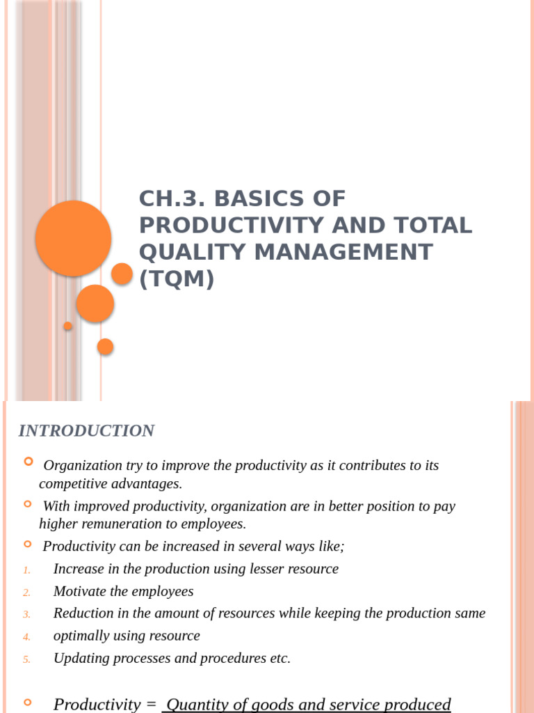 Ch.3. Basics of Productivity and TQM | PDF