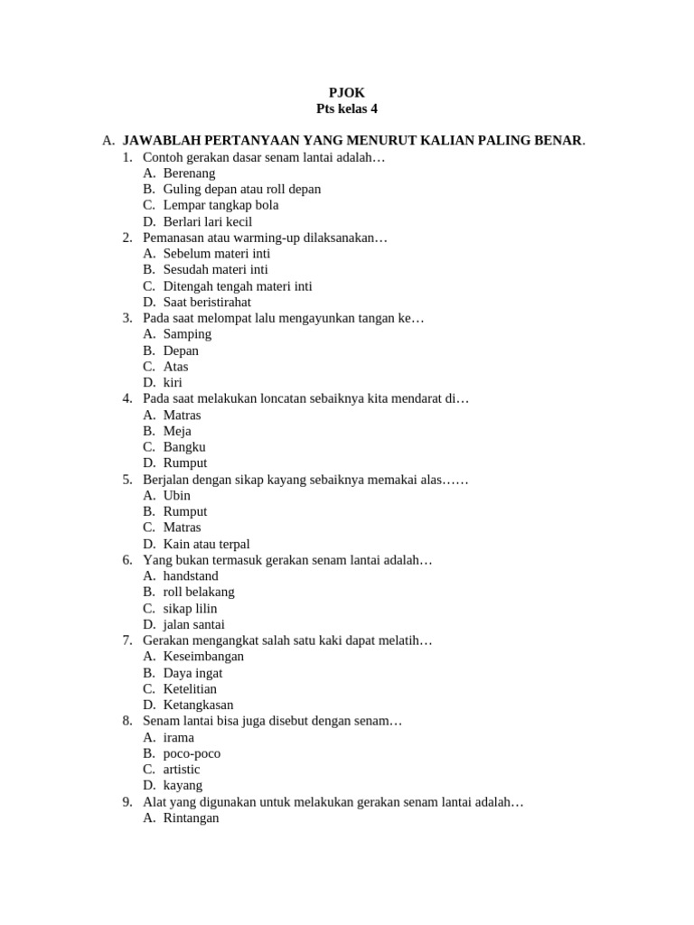 Soal PTS Kelas 4 SMT 2 | PDF